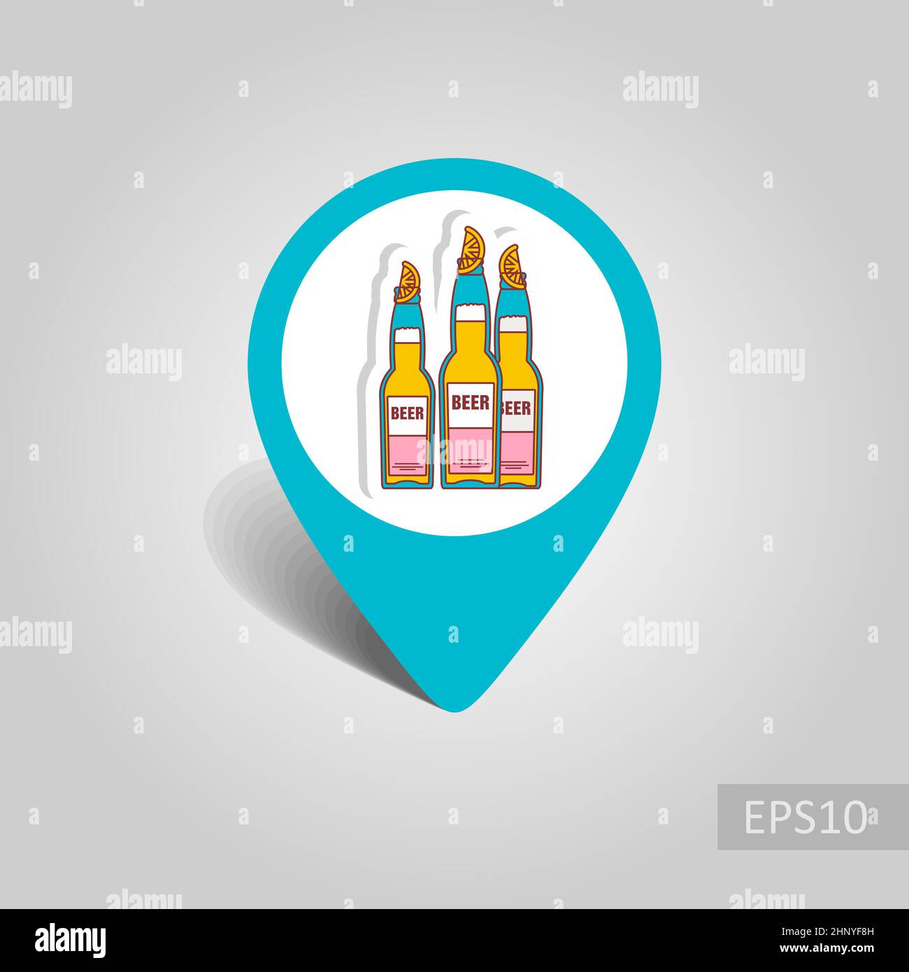 Beer bottle vector pin map icon. Beach Map pointer. Summer Map markers ...