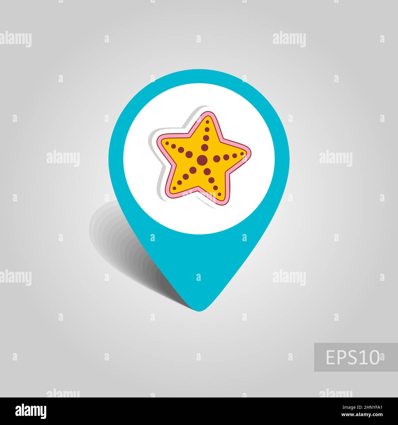 Starfish vector pin map icon. Beach Map pointer. Summer Map markers ...