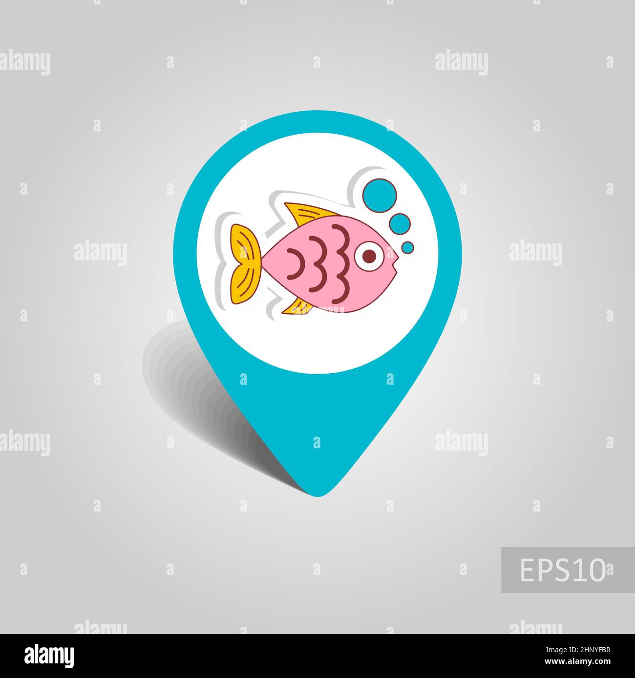 Fish vector pin map icon. Beach Map pointer. Summer Map markers ...