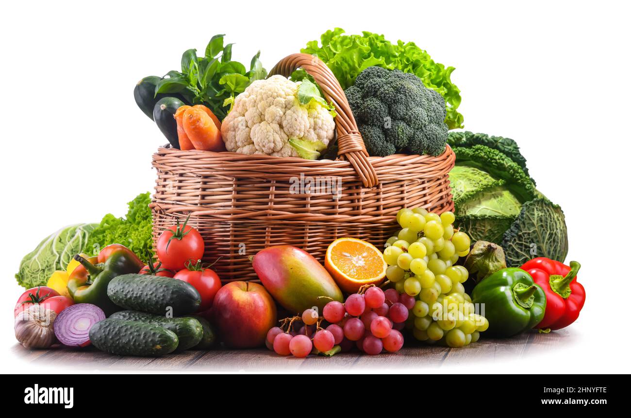 Composition with assorted organic vegetables and fruits Stock Photo - Alamy