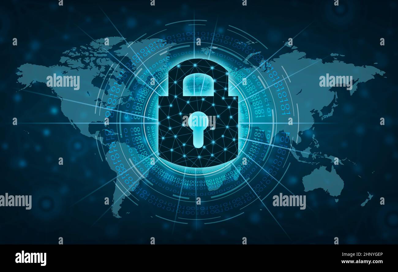 Unlocked lock Internet press to communicate in the Internet. Cyber ...