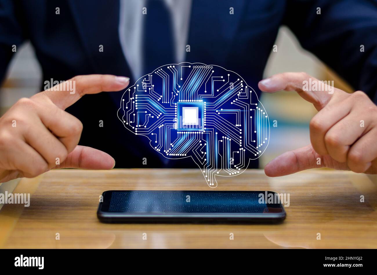 concept of thinking.background with brain CPU Mind series technology ...