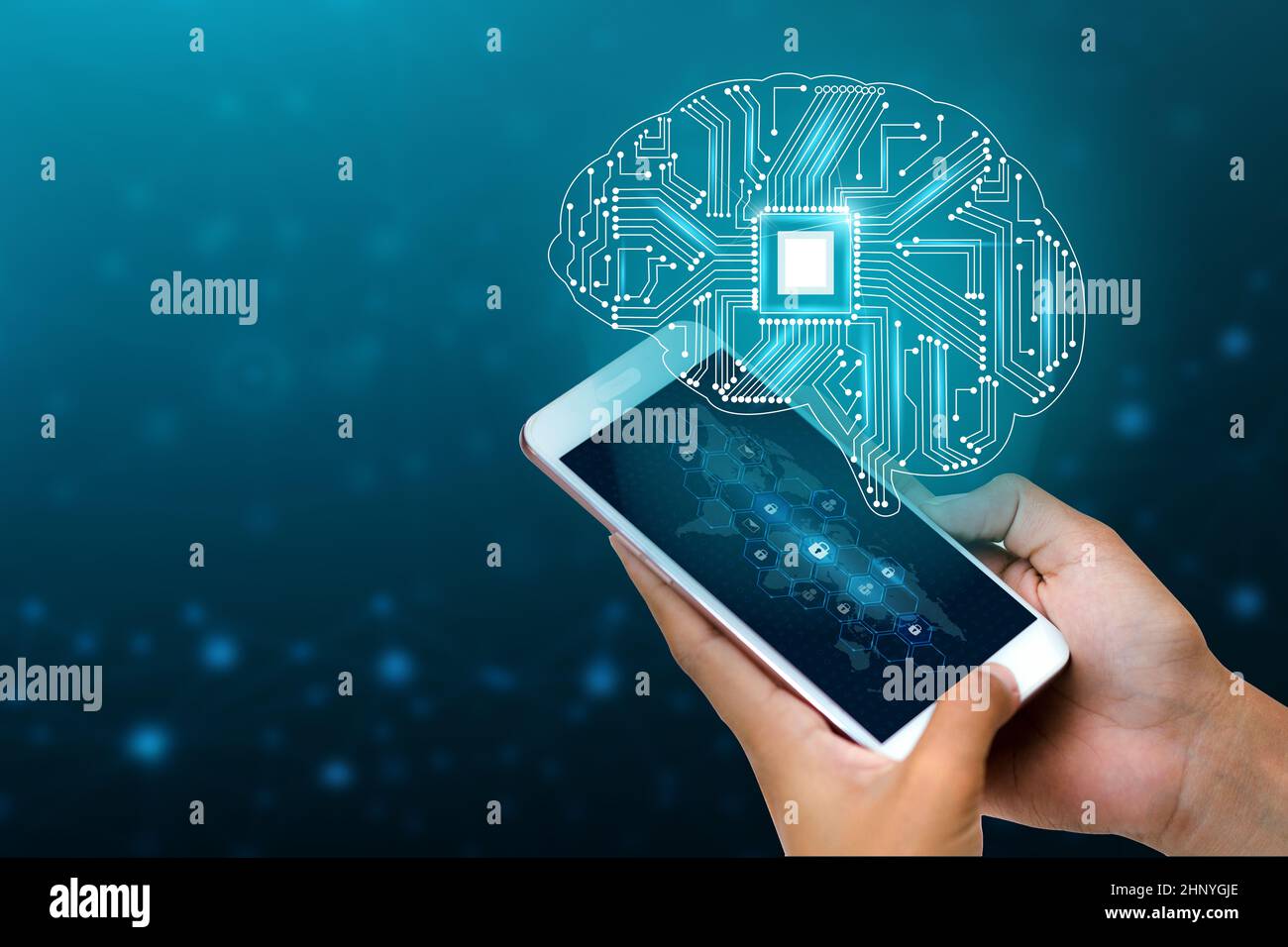 concept of thinking.background with brain CPU Mind series technology ...