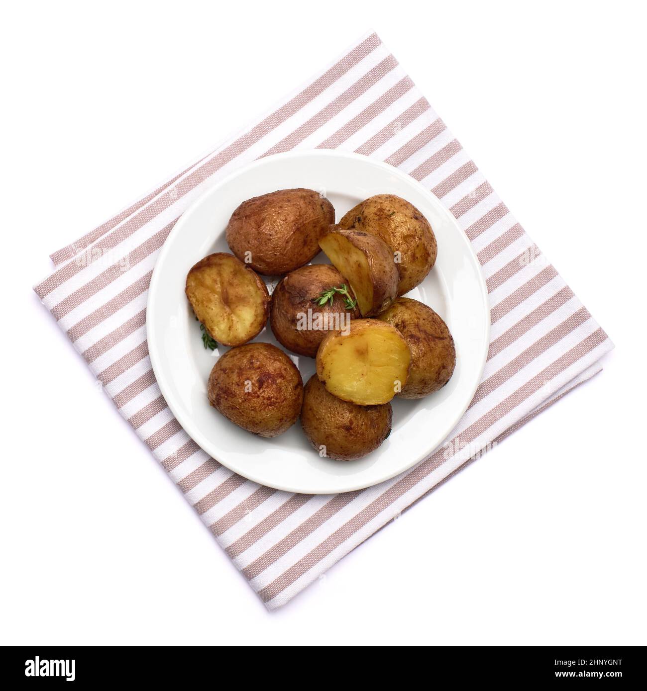 Plate of Baked potato isolated on white background Stock Photo - Alamy