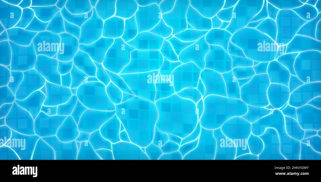 Realistic swimming pool bottom with blue water waves texture. Summer ...