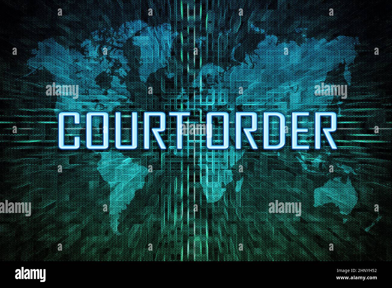 Court Order - text concept on green digital world map background Stock ...