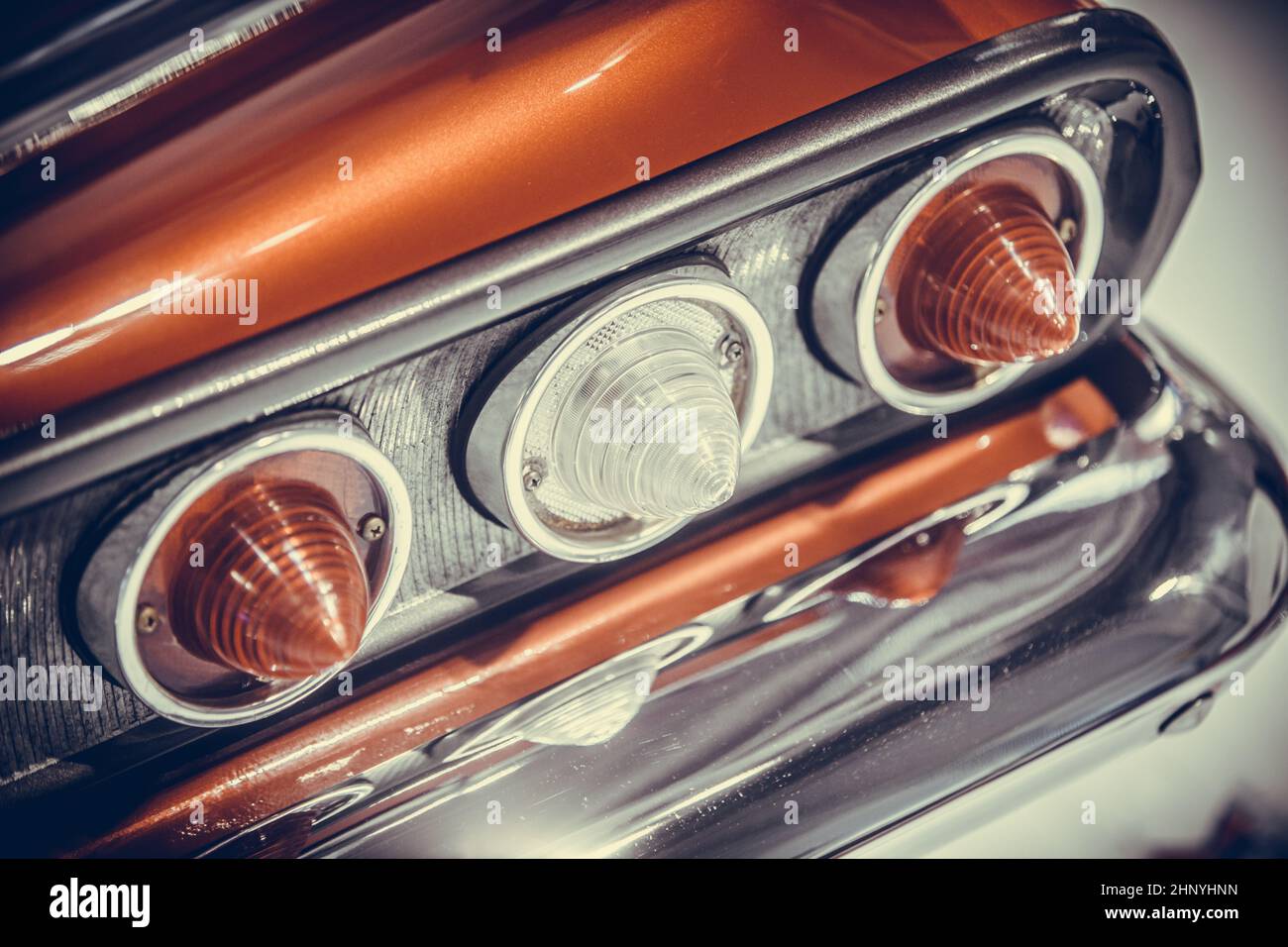 Close up image of the rear lights of a vintage car Stock Photo - Alamy