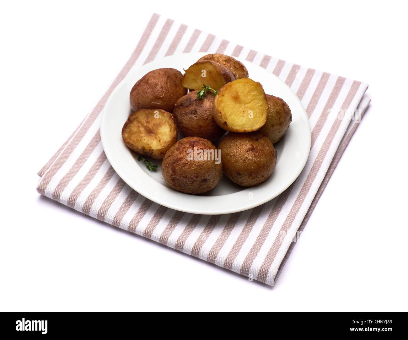 Plate of Baked potato isolated on white background Stock Photo - Alamy