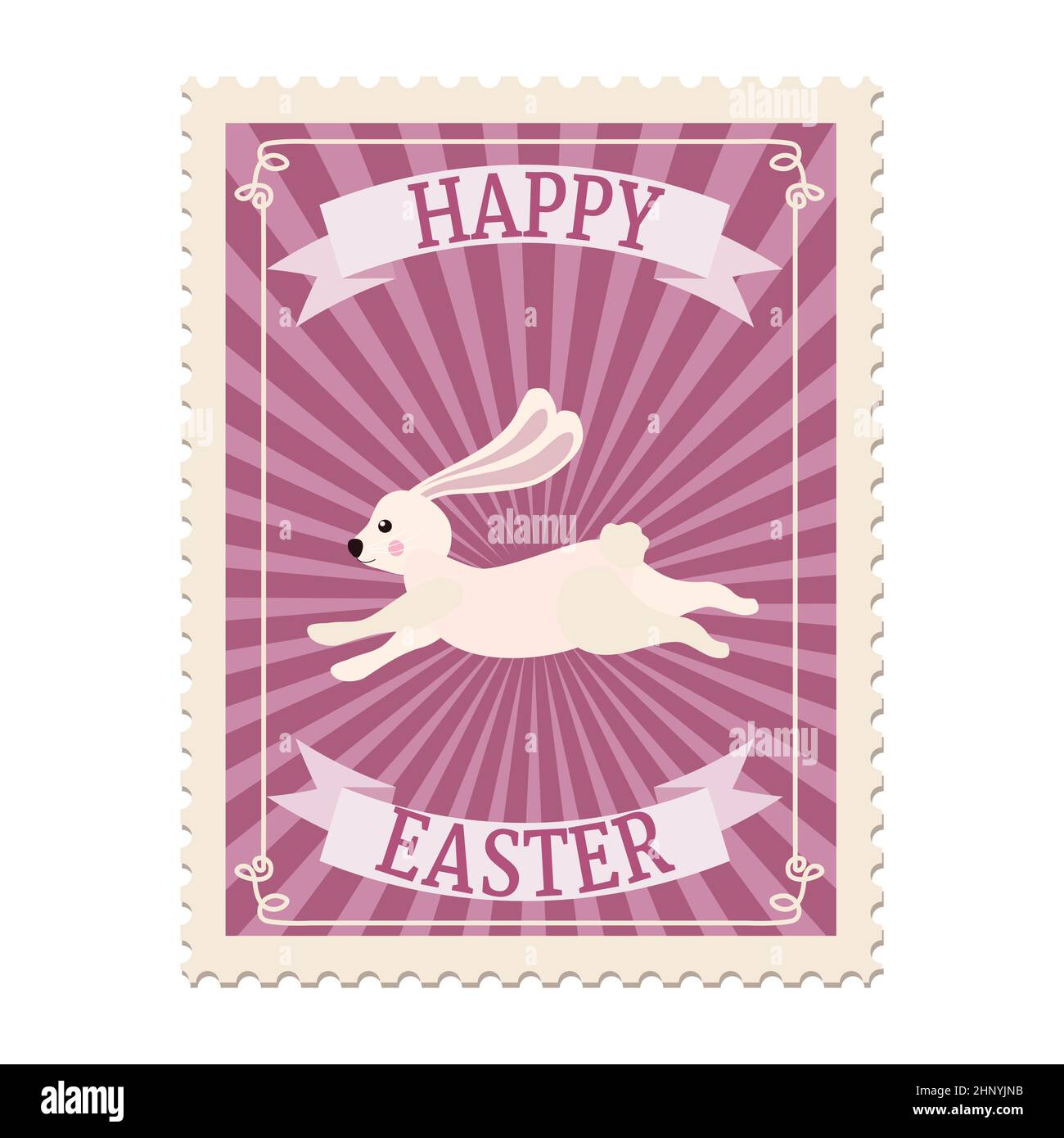 Easter postal stamp, bunny, retro graphic. Vintage vector Stock Vector ...