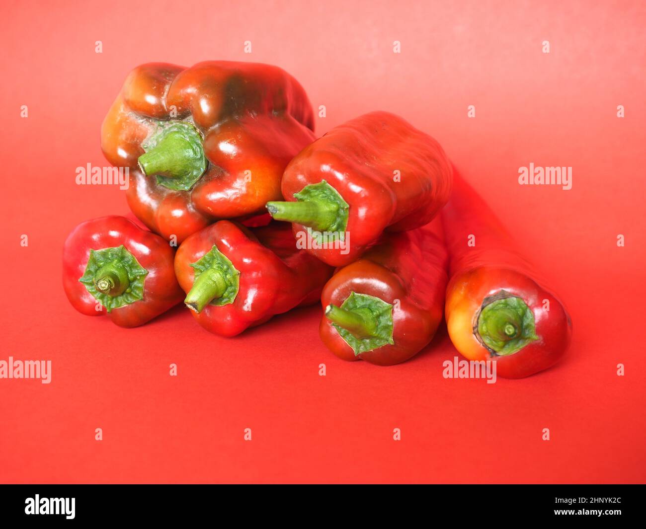 red peppers (scientific name Capsicum aka bell peppers) vegetables ...