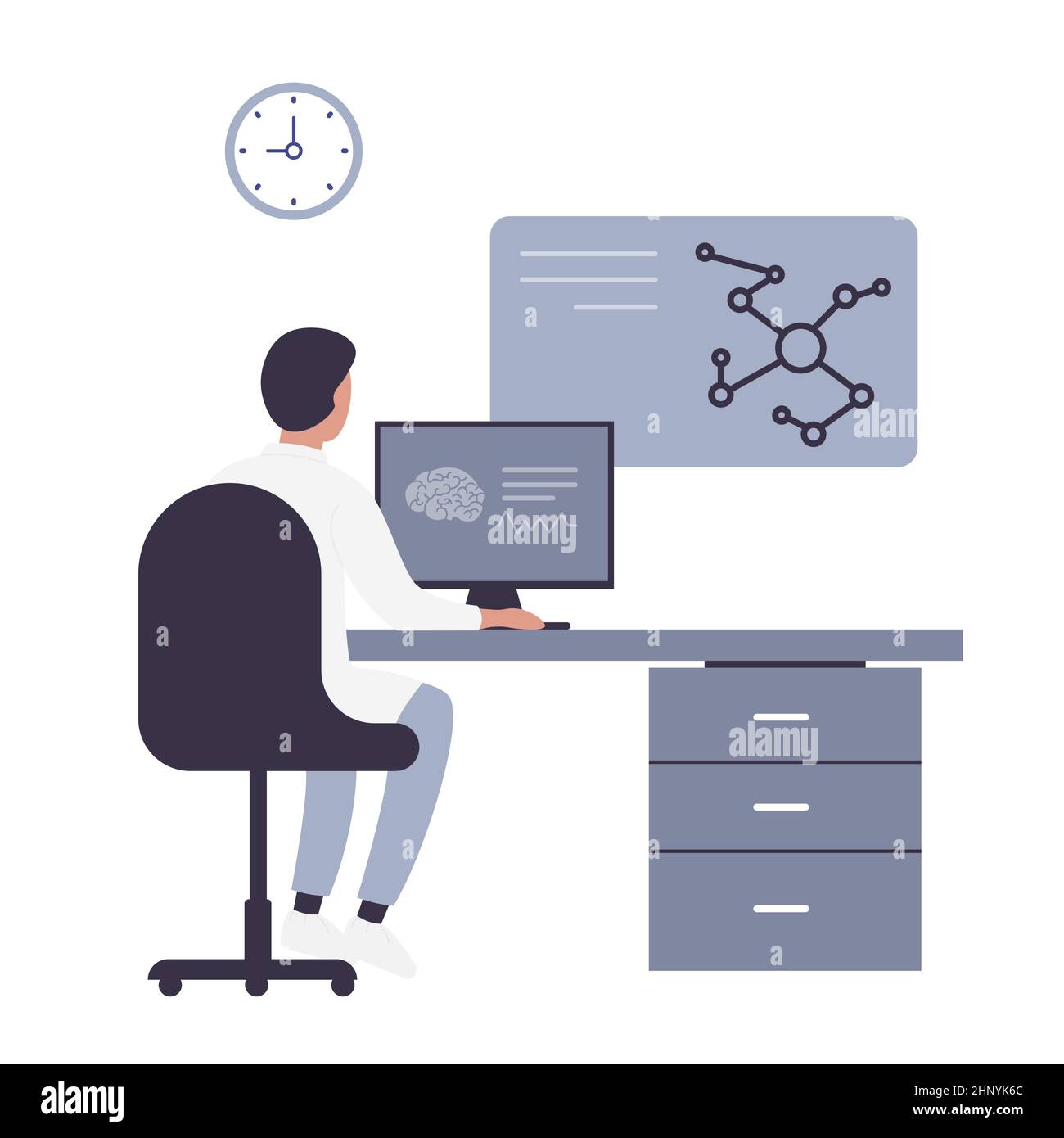 Biology scientist researching human brain neurology. Laboratory studies ...