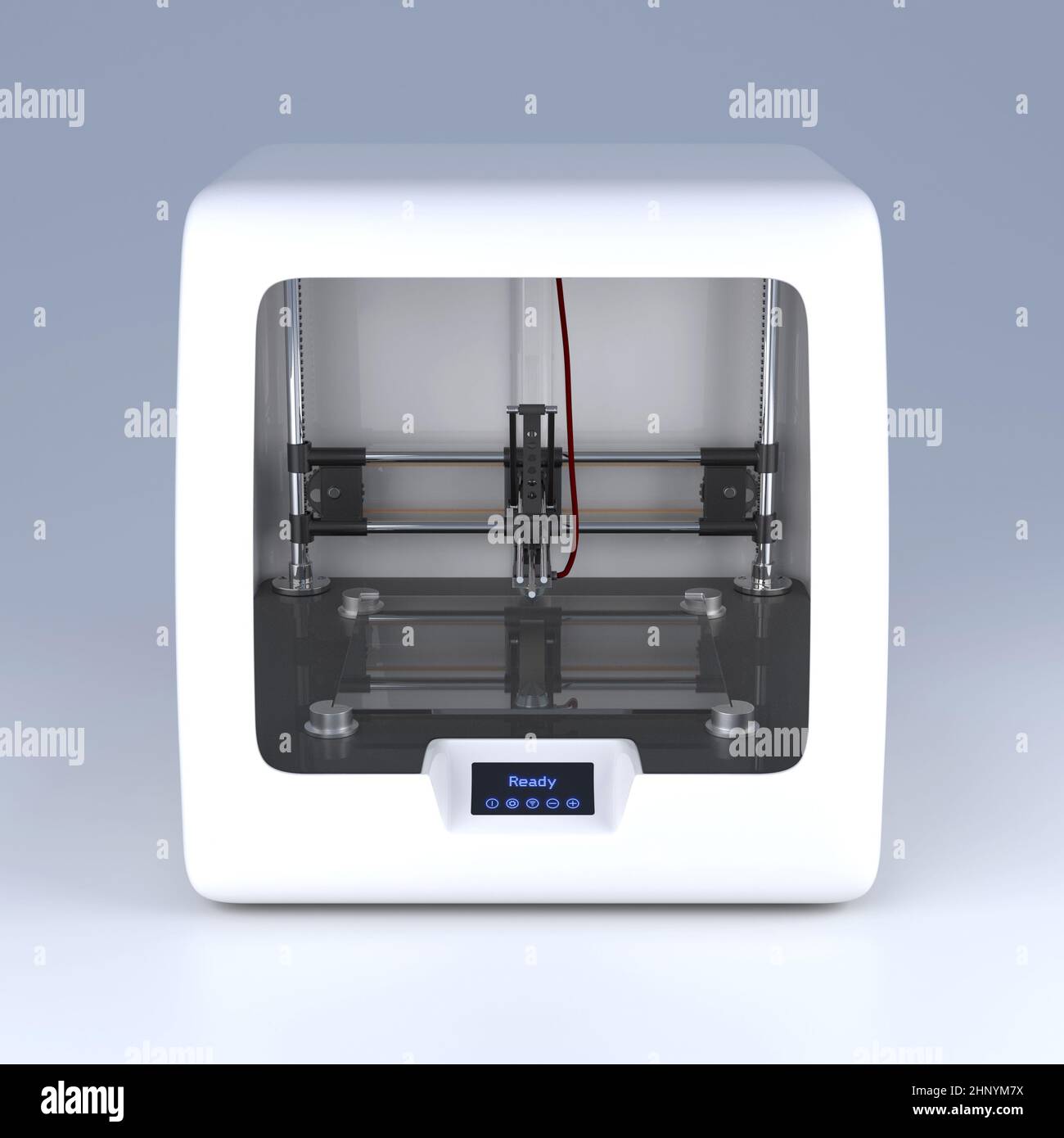 3D printer model. Professional prototype device on grey background ...