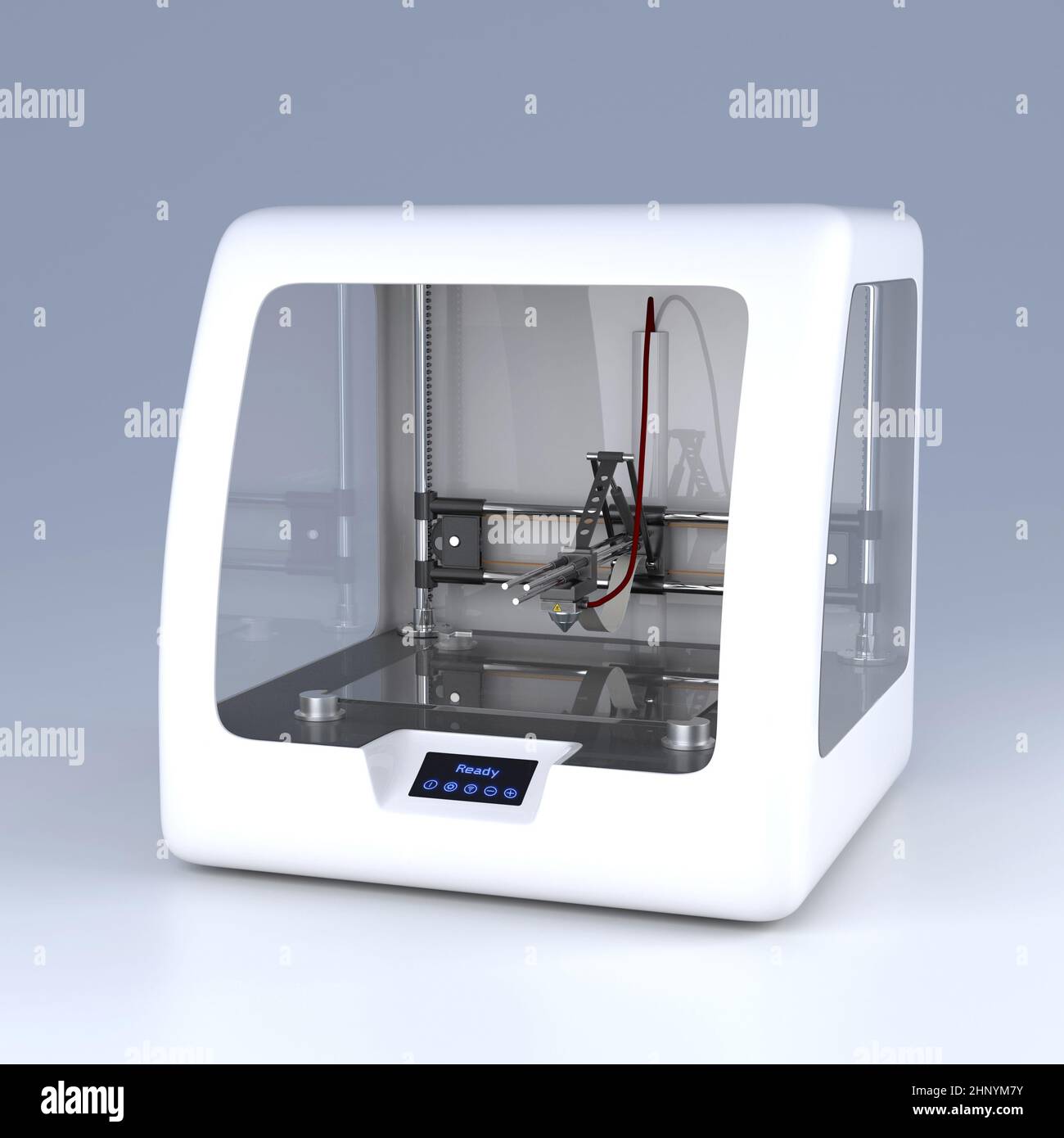 3D printer model. Professional prototype device on grey background ...