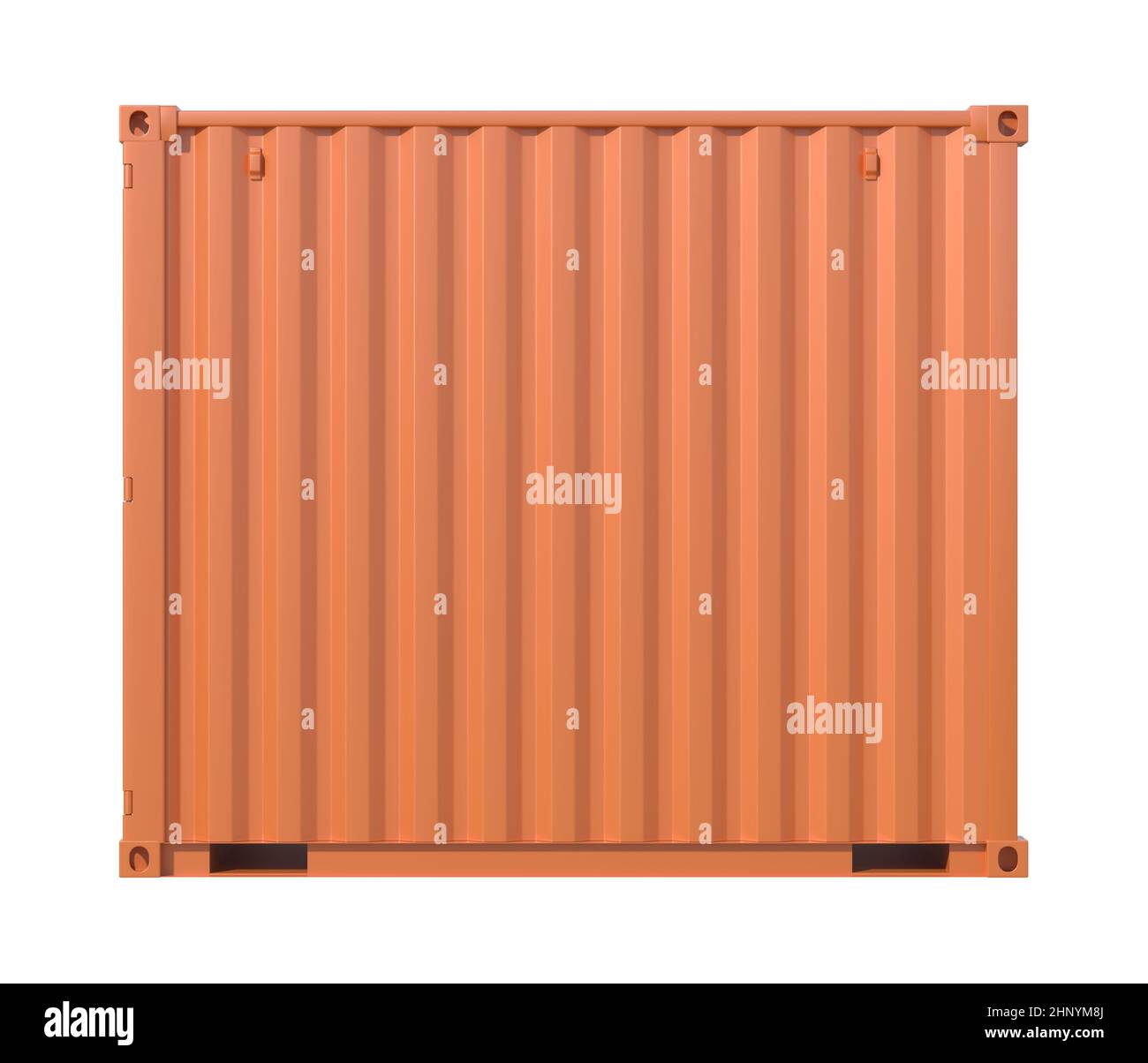 Ship cargo container 10 feet length, side view. Brown metallic freight ...