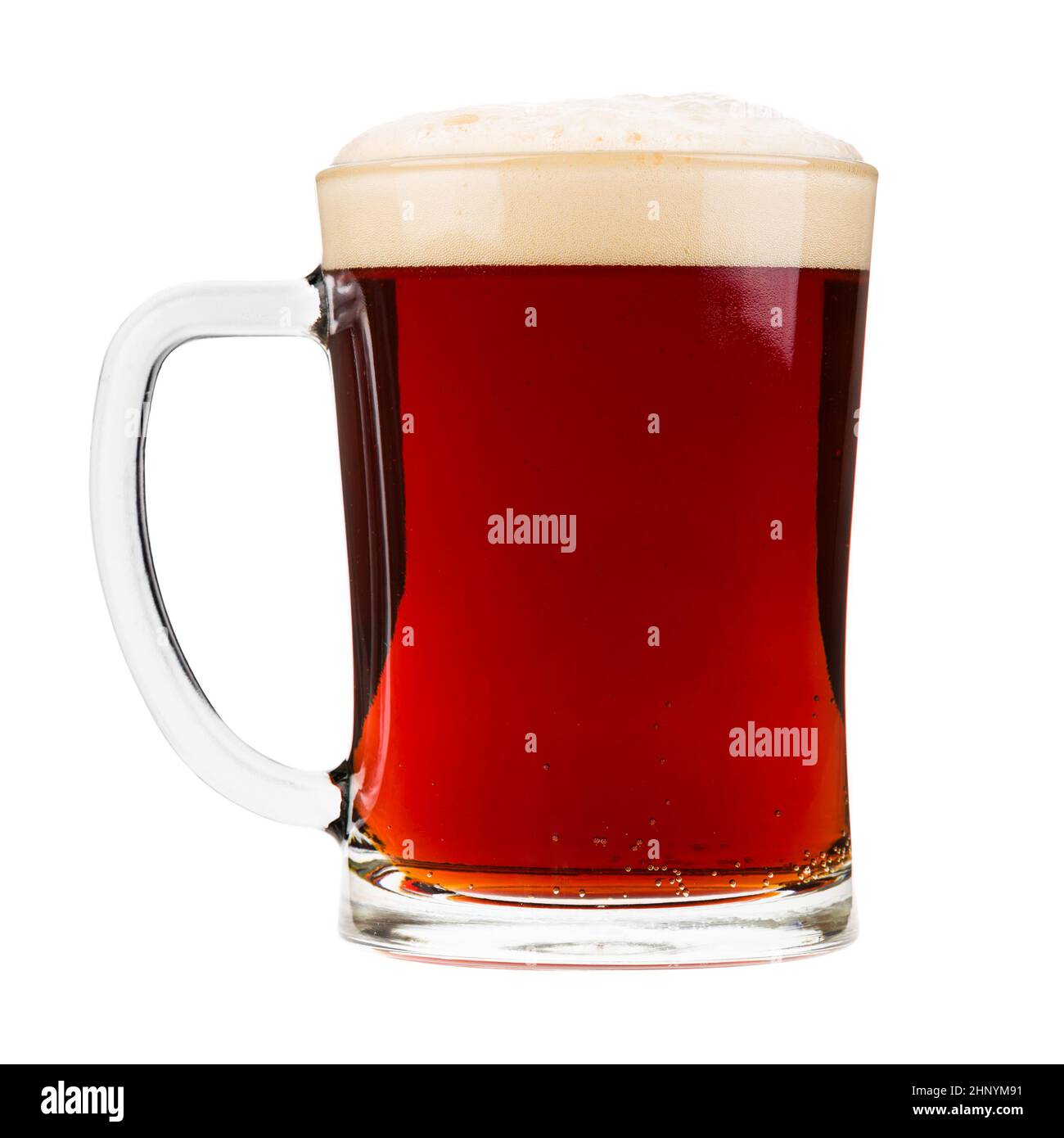 Mug filled with red beer, isolated on white Stock Photo - Alamy