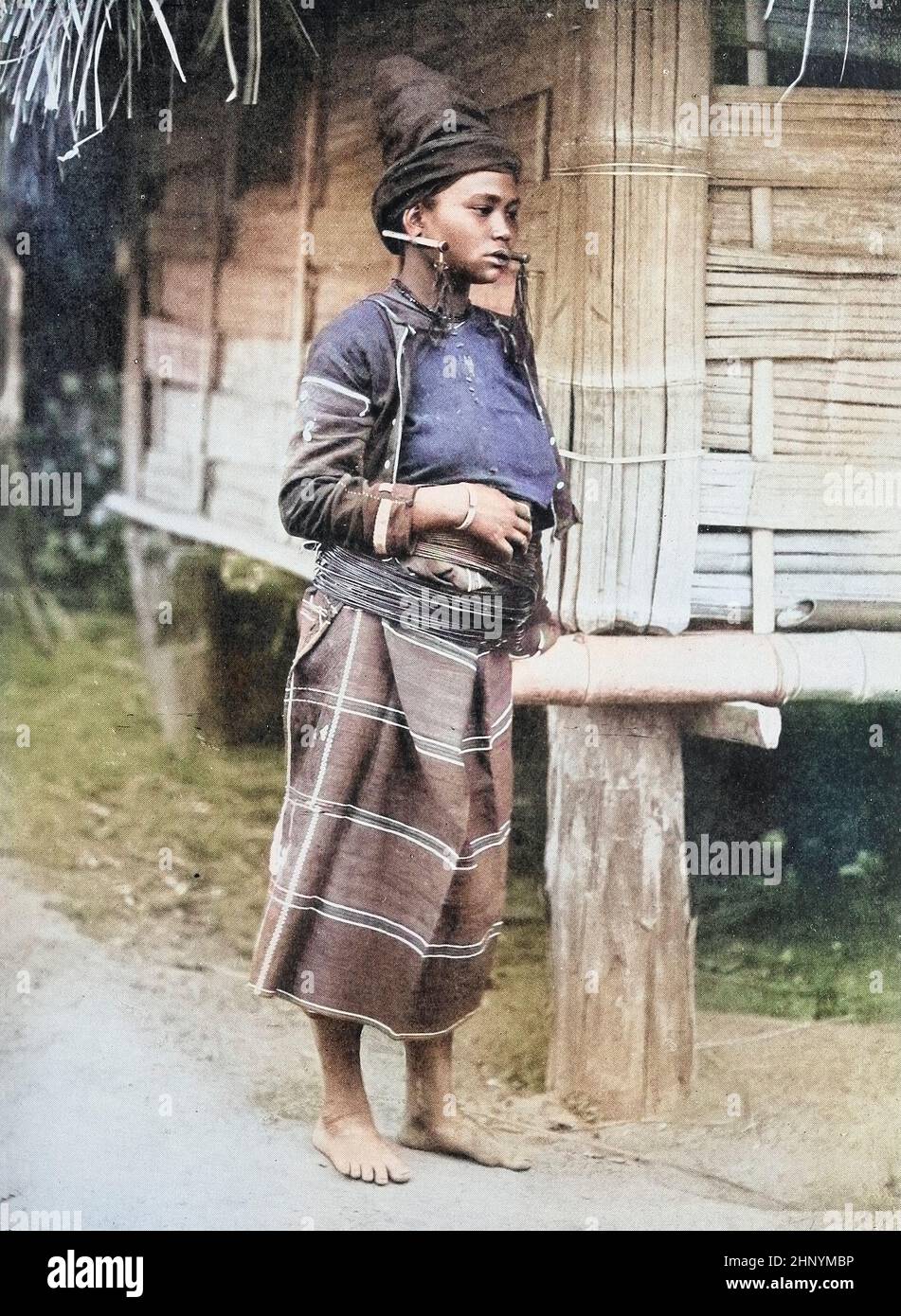 Machine Colourised A Kachin Woman [a confederation of ethnic groups who ...