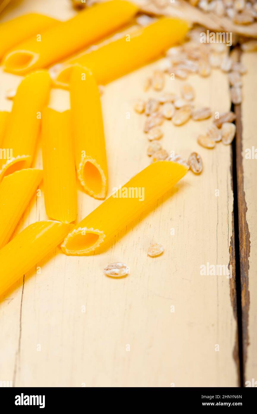 short Italian pasta penne with durum wheat grains Stock Photo - Alamy