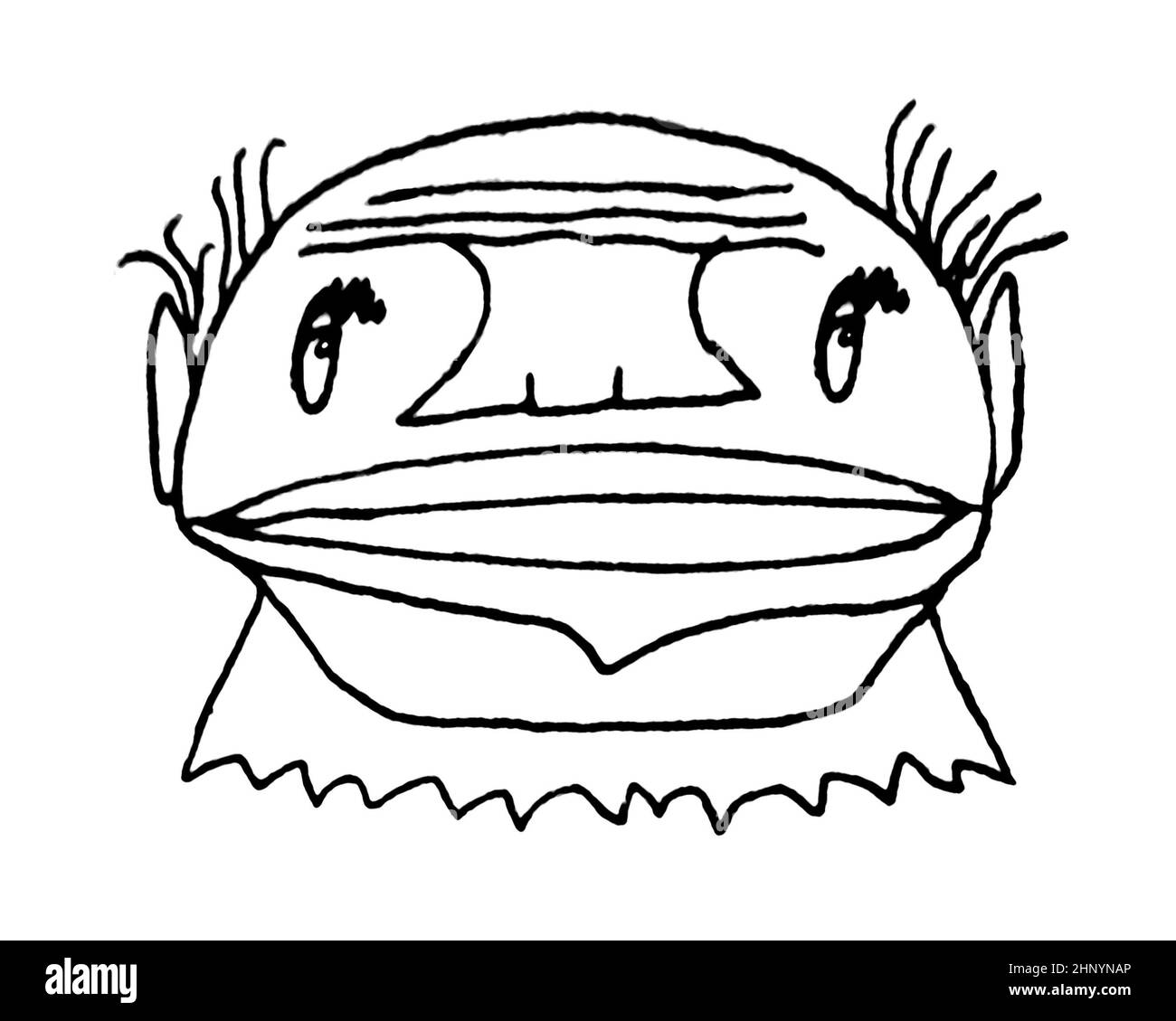 Front view funny fat head portrait man isolated illustration Stock ...