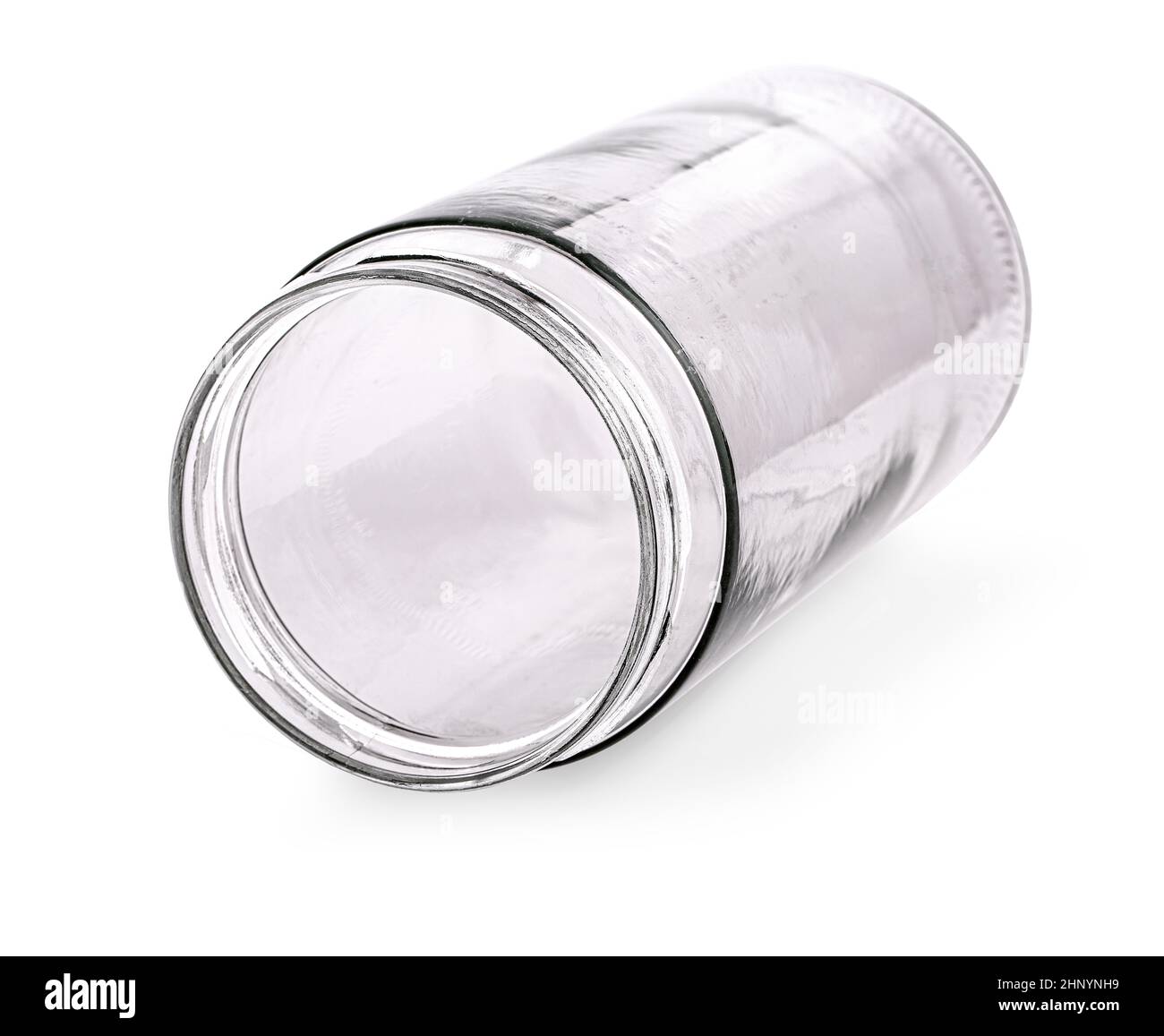 The glass empty jar on the side isolated on white background Stock ...
