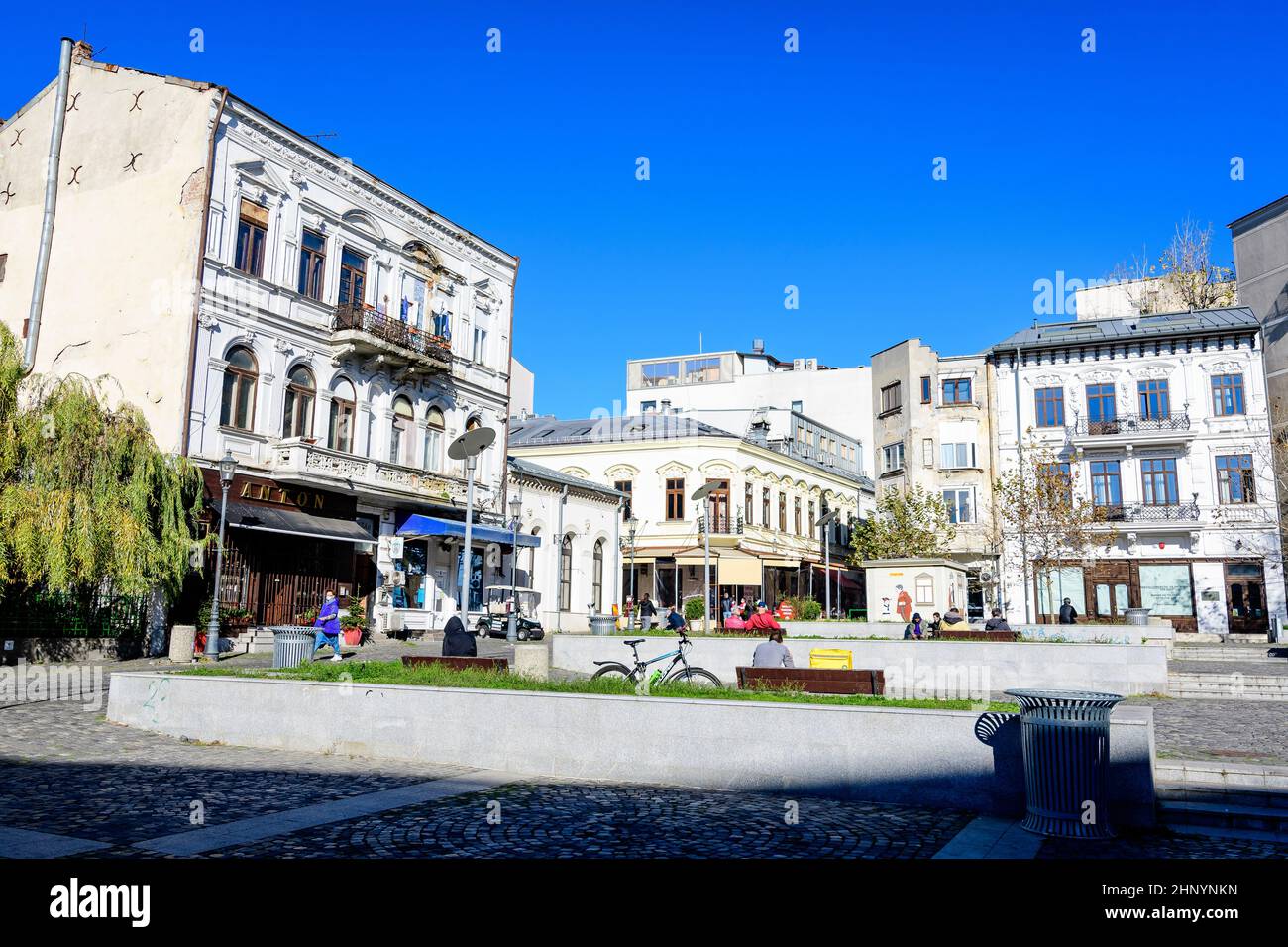 Bucharest, Romania, 20 November 2021: Old buildings with bars and ...