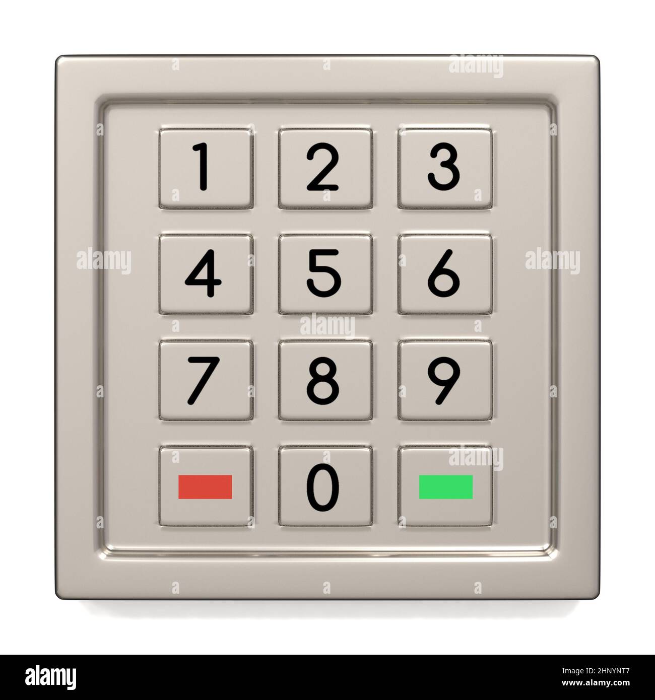 Atm Machine Keypad Numbers Buttons With Additional Red Yellow And