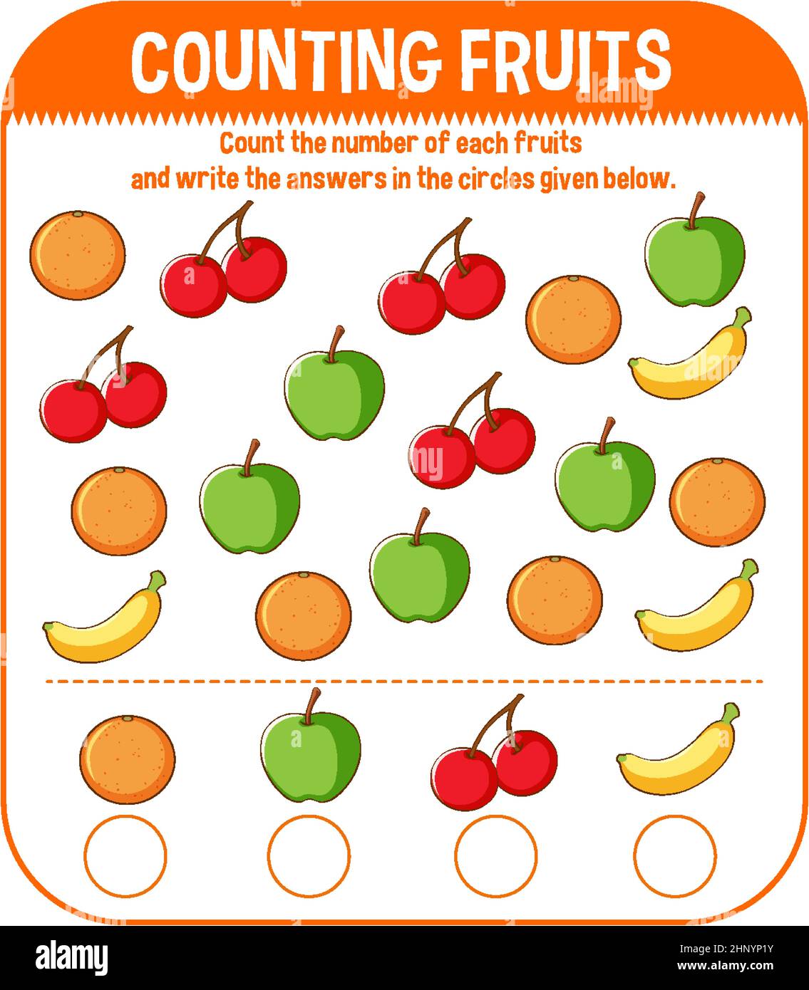 Math game template with counting fruits illustration Stock Vector Image ...