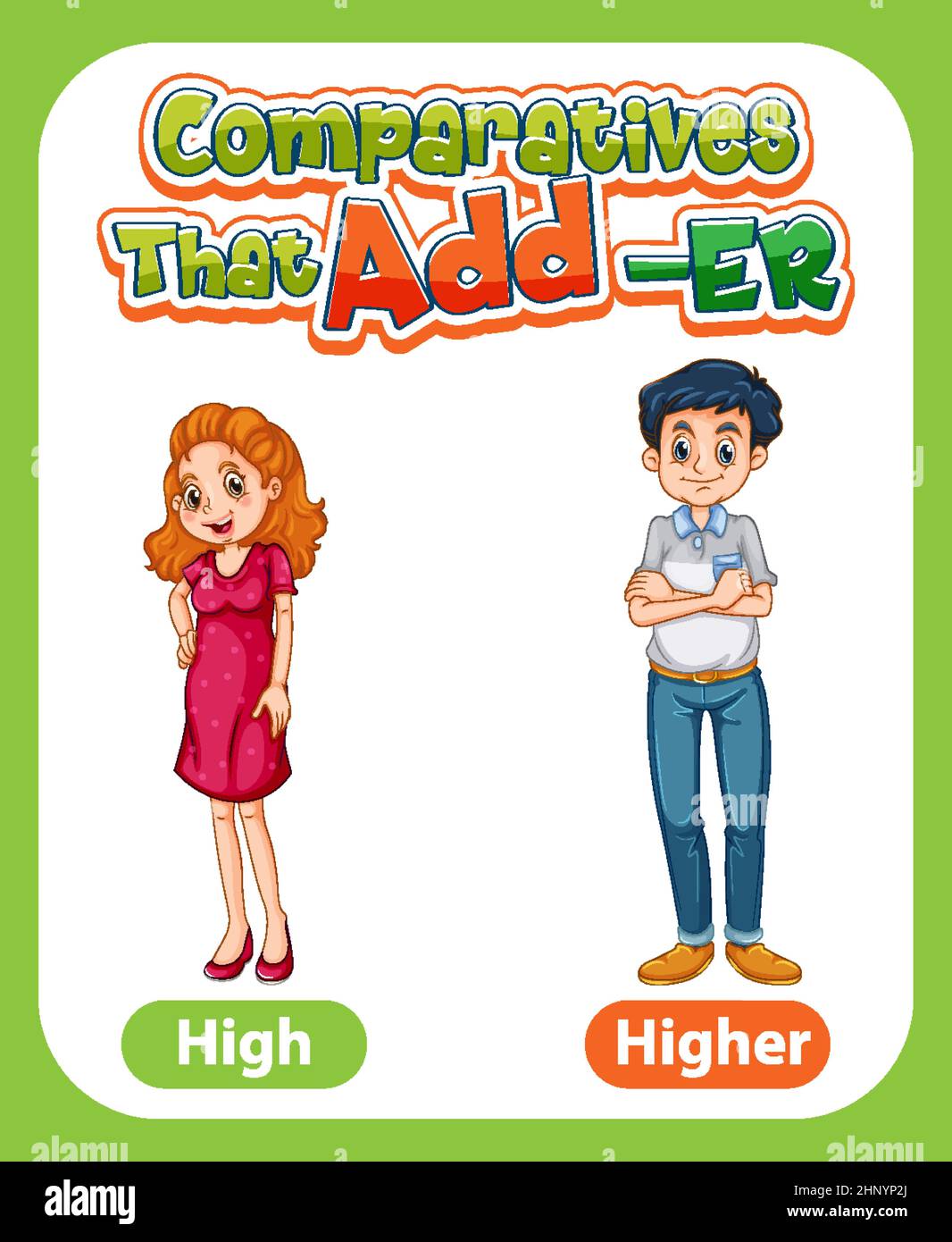 Comparative adjectives for word high illustration Stock Vector Image ...