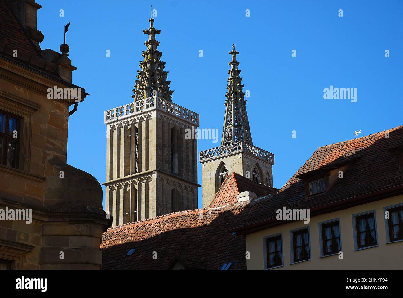 Rothenburg ob der Tauber, Germany: Typical architecture and St. James ...