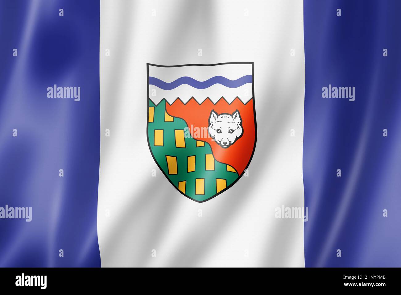 Northwest territories flag, Canada waving banner collection. 3D ...