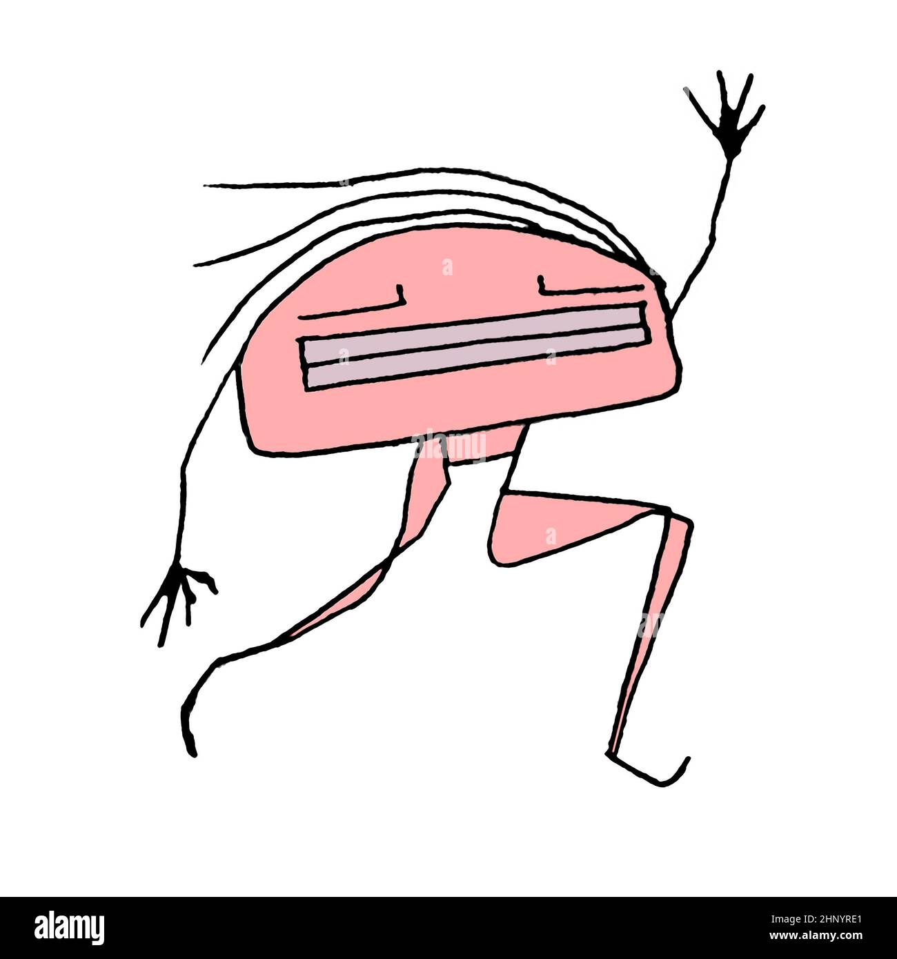 Cute alien dancing girl with eyes closed sketchy style isolated ...