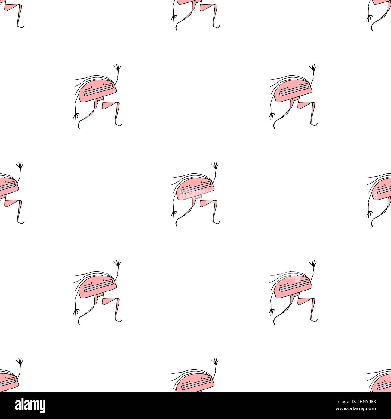 Cute alien dancing girl sketchy style illustration motif seamless ...