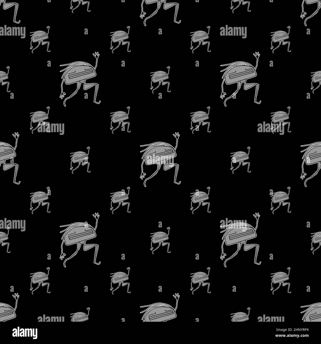 Cute alien dancing girl sketchy style illustration motif seamless ...