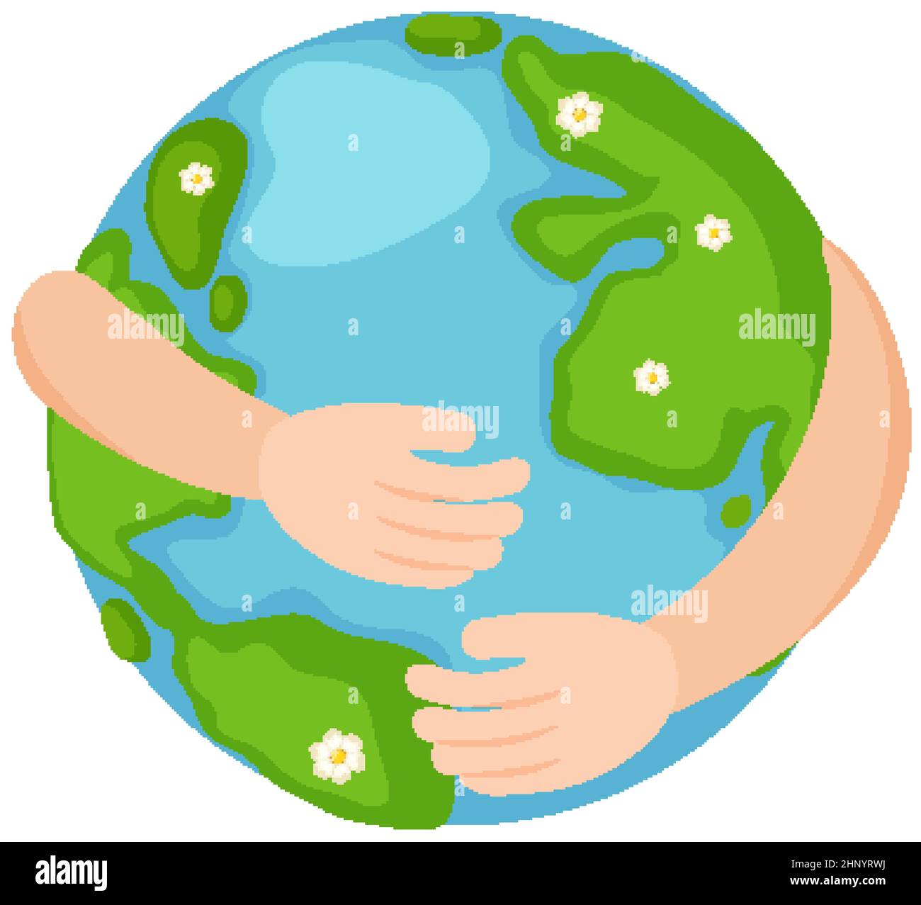 Earth hugged by arms on white background illustration Stock Vector ...