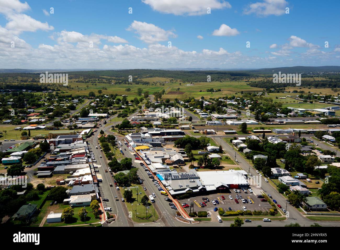 Aerial of the small village of Murgon Queensland Australia Stock Photo ...