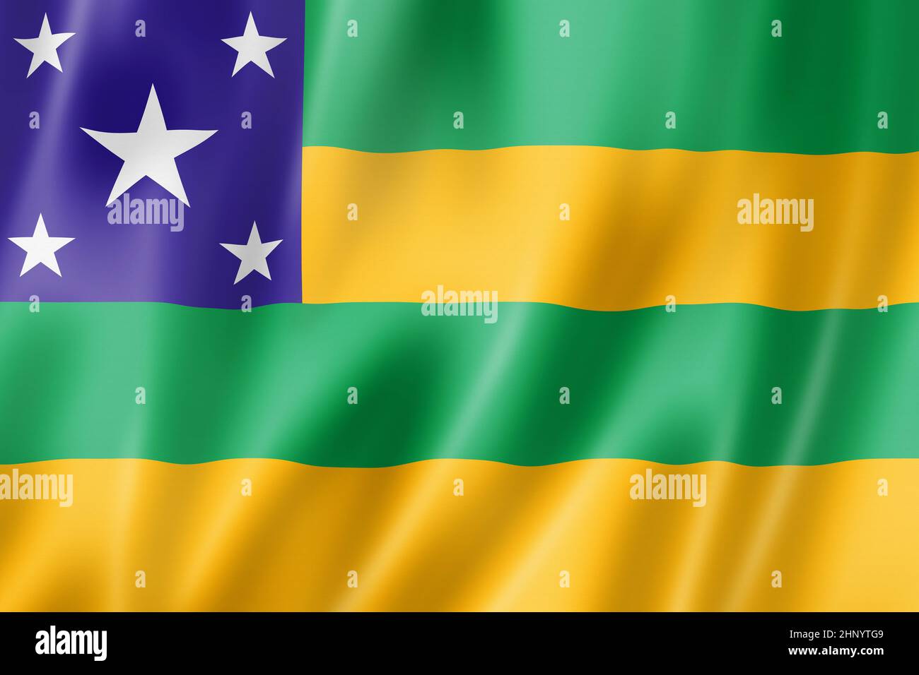 Sergipe state flag, Brazil waving banner collection. 3D illustration ...