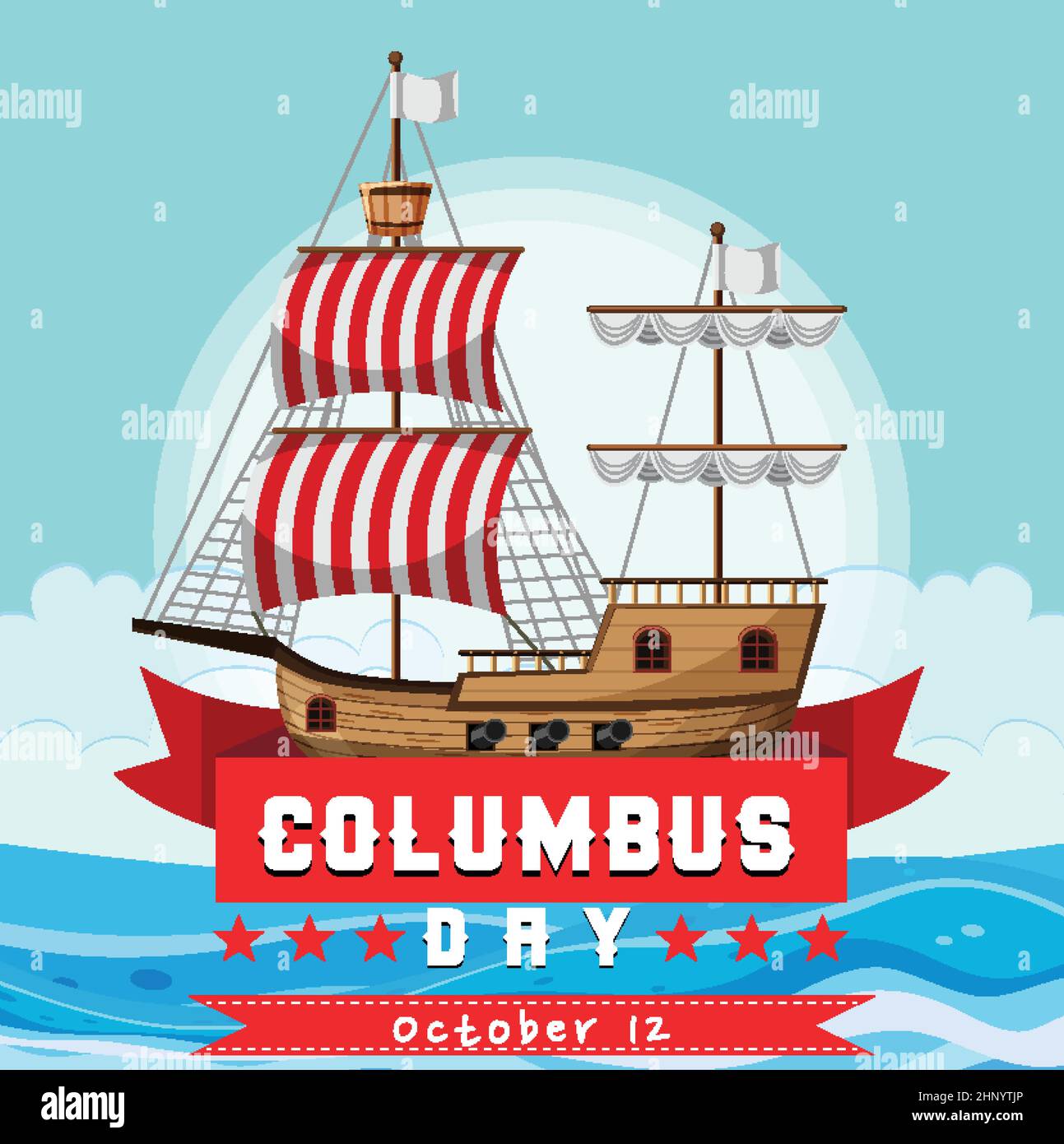 Columbus day banner with flagship illustration Stock Vector Image & Art ...