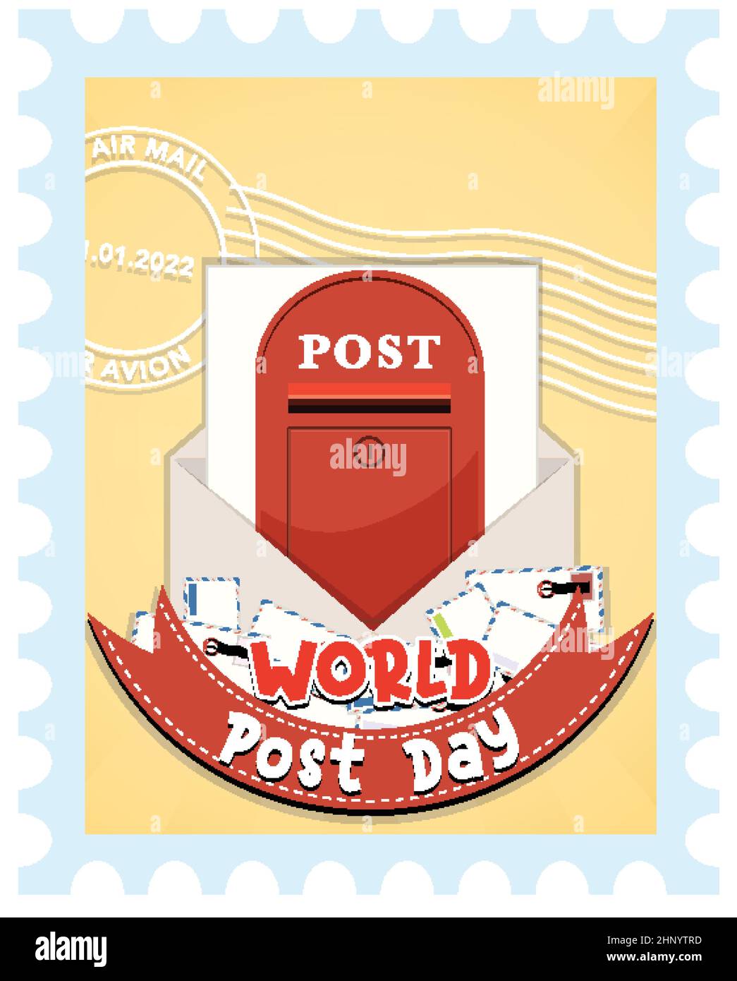 World Post Day logo with post box and envelope illustration Stock ...