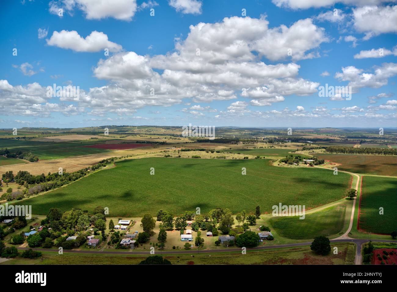 Aerial of corn fields near Wooroolin Queensland Australia Stock Photo ...