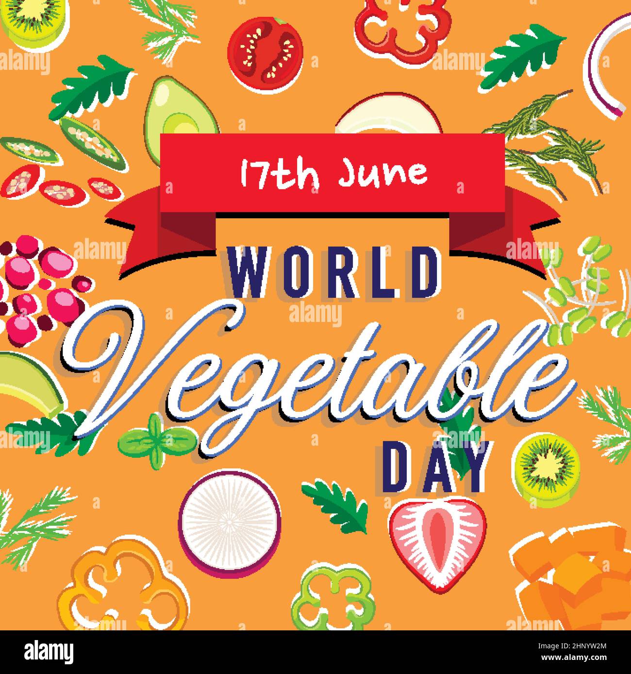 World Vegetable Day poster with vegetables and fruits illustration ...