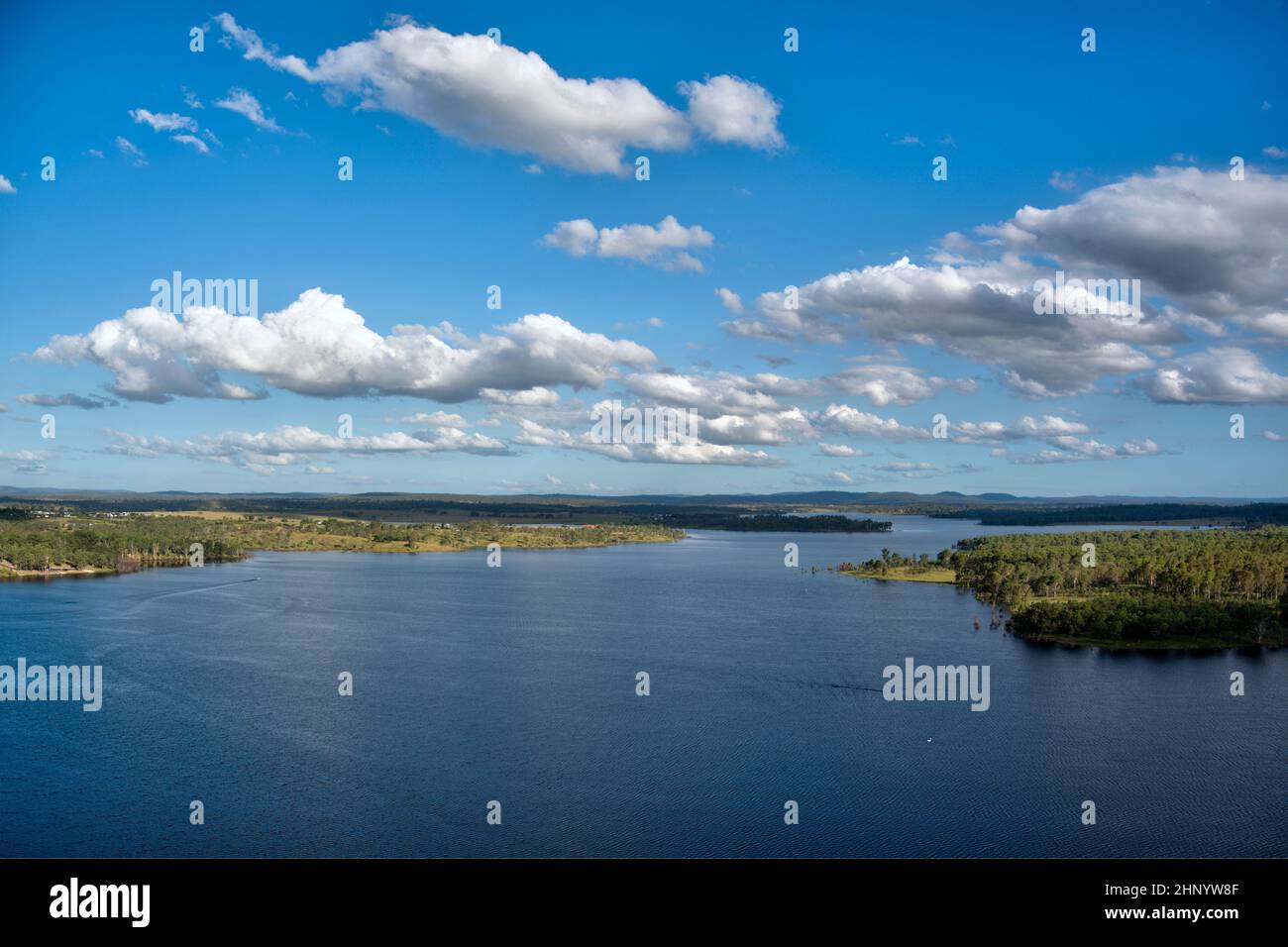 Aerial of Lake Barambah which forms one of the headwaters of the ...