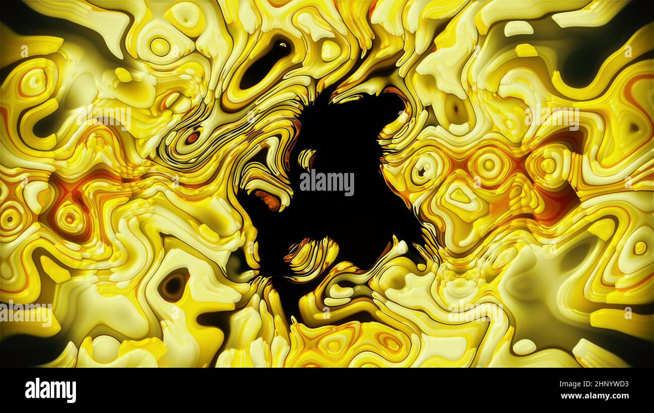 Futuristic liquid metal with 3d render of blurry spots. Abstract moving ...