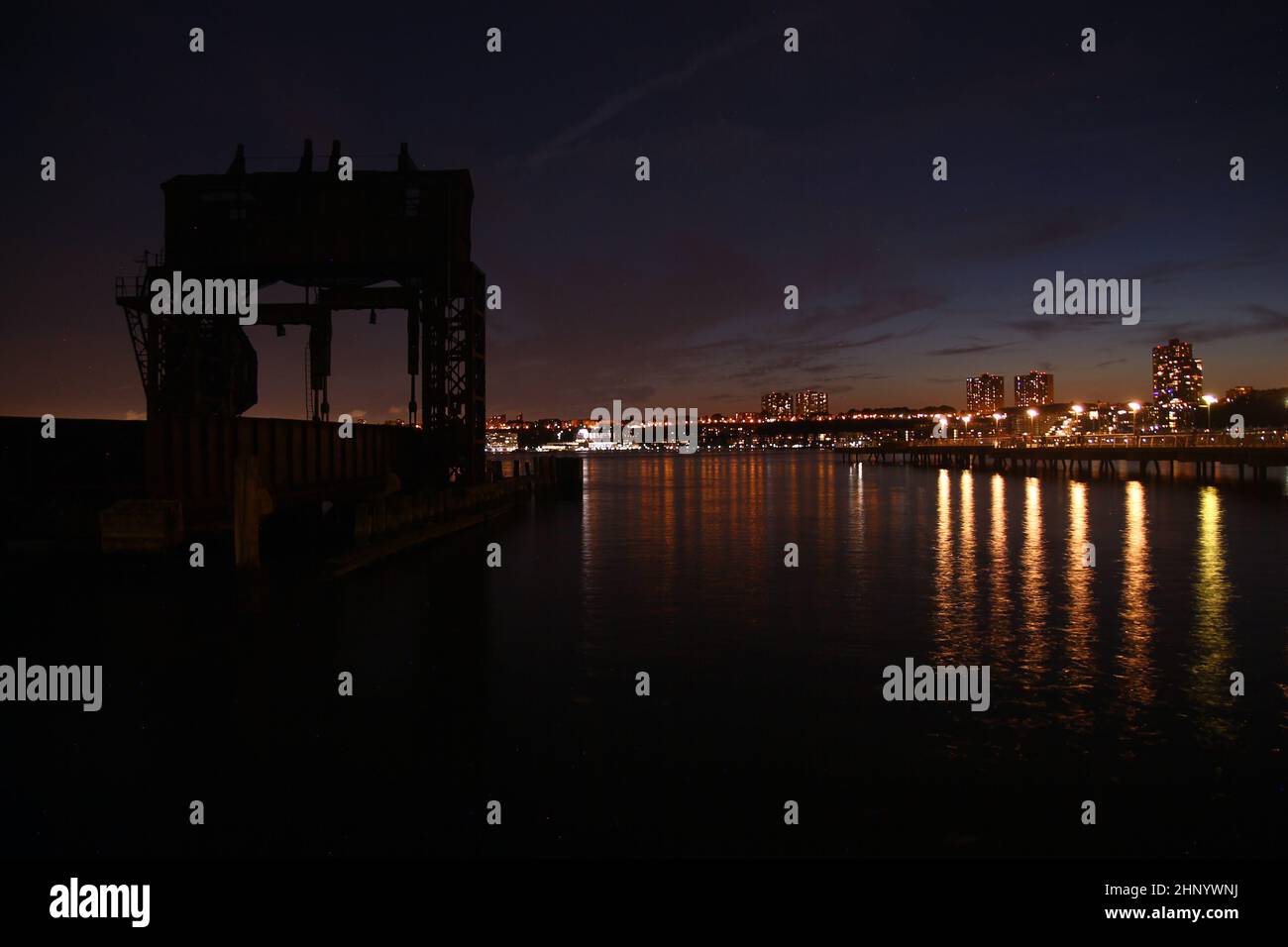 A night shot over the river on 69th Street Transfer Bridge on the ...