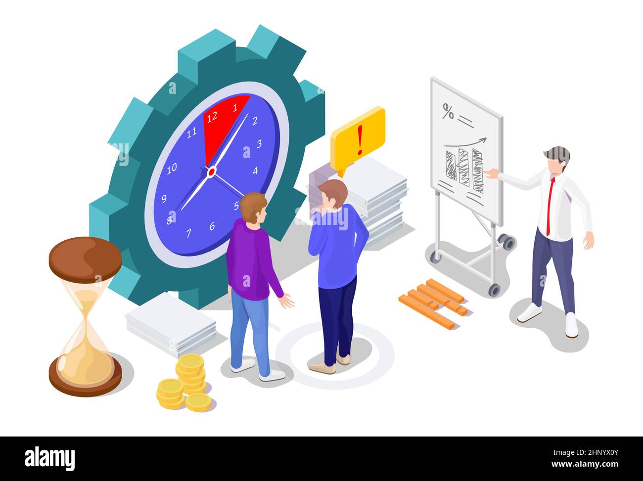 Time management and business strategy concept, vector isometric ...