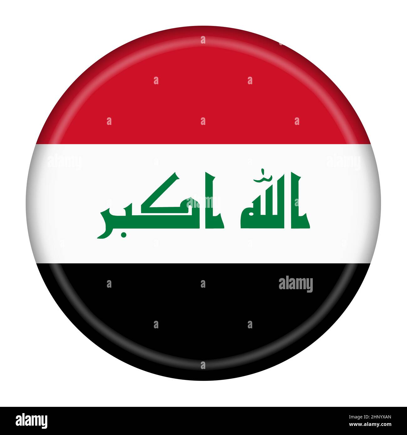 An Iraq flag button 3d illustration with clipping path red white black ...