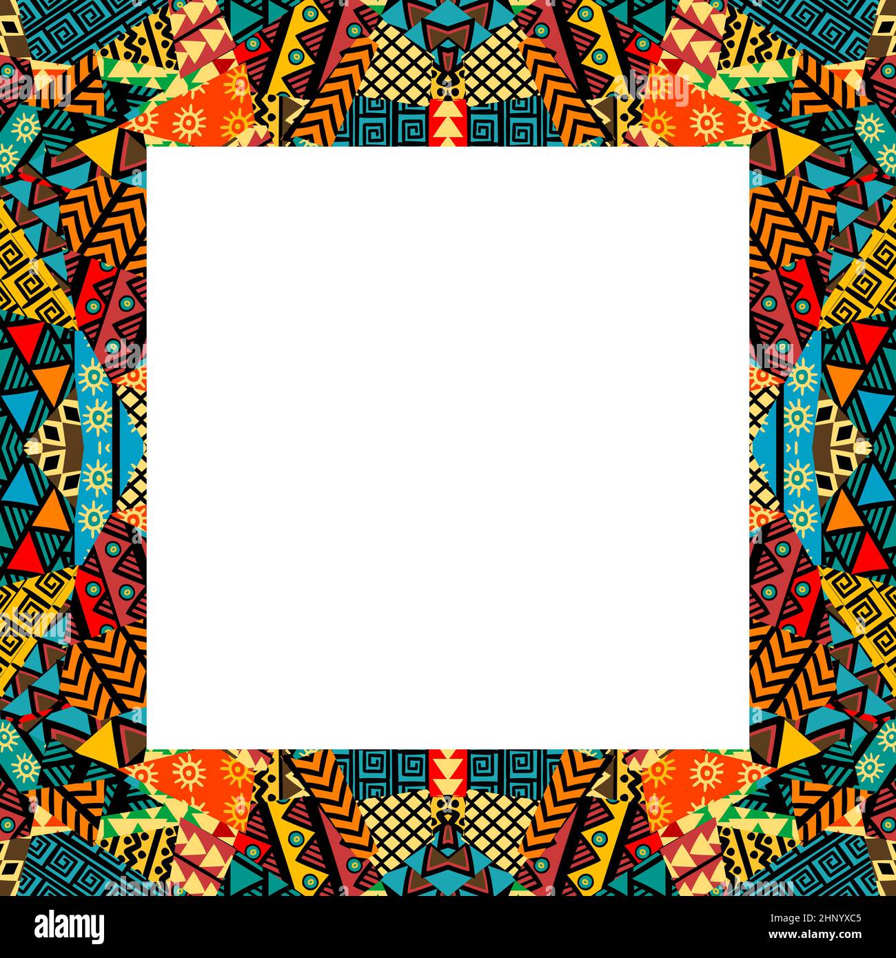 Colorful African ethnic motifs frame Stock Photo - Alamy