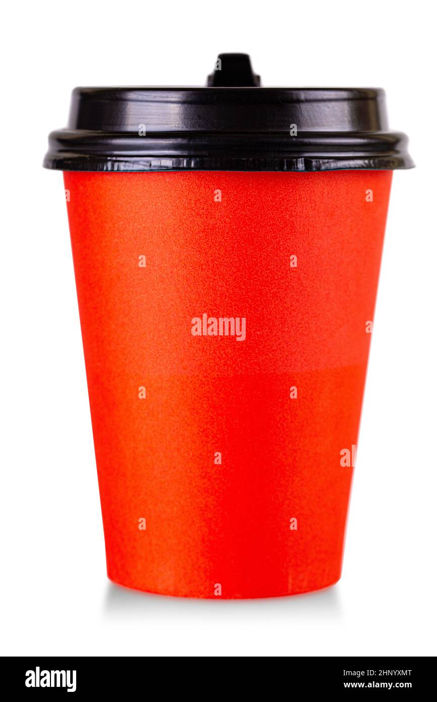 The red paper cofe cup isolated on white background Stock Photo - Alamy