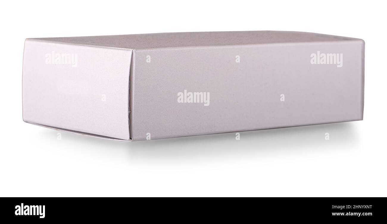 The close up of a white box isolated on white background Stock Photo ...
