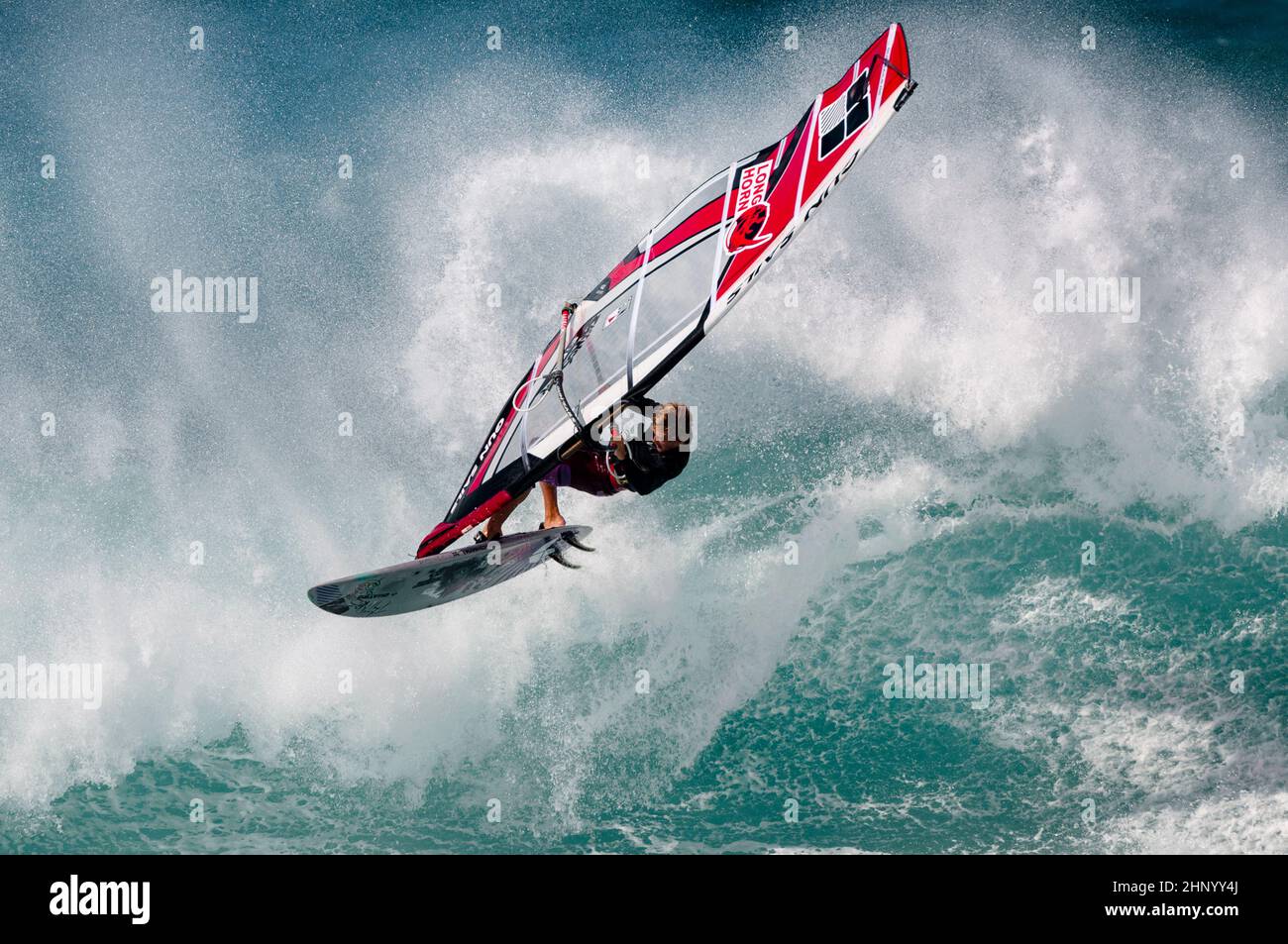 Extreme Windsurfing in big waves at Ho'okipa Beach, Maui, Hawaii, USA ...