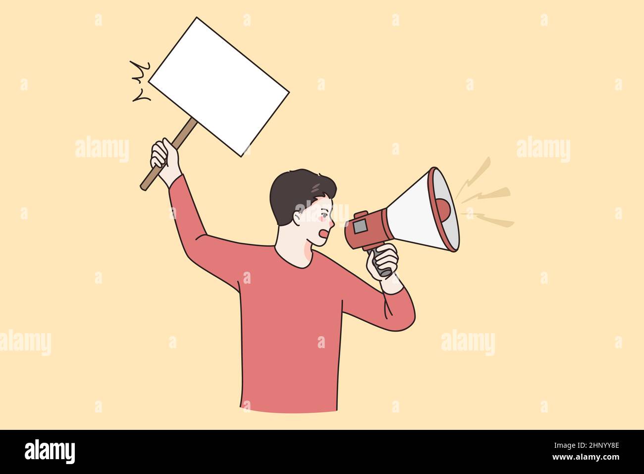 Public announcement and promotion concept. Young active man standing ...