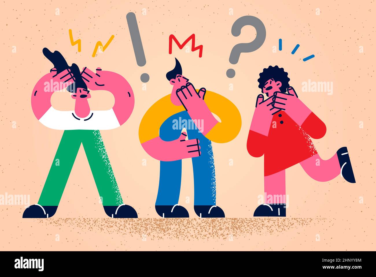 Frustrated young people feel confused have communication problem ...